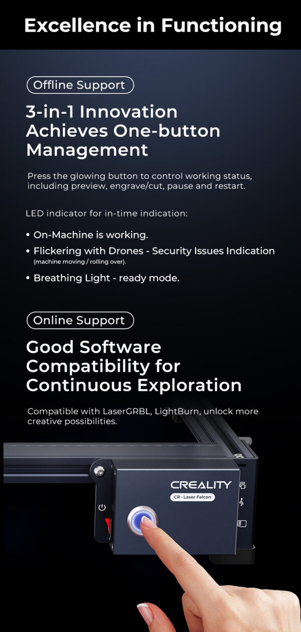 CR-Laser Falcon Engraving/Cutting Machine 5W - Orange 3D