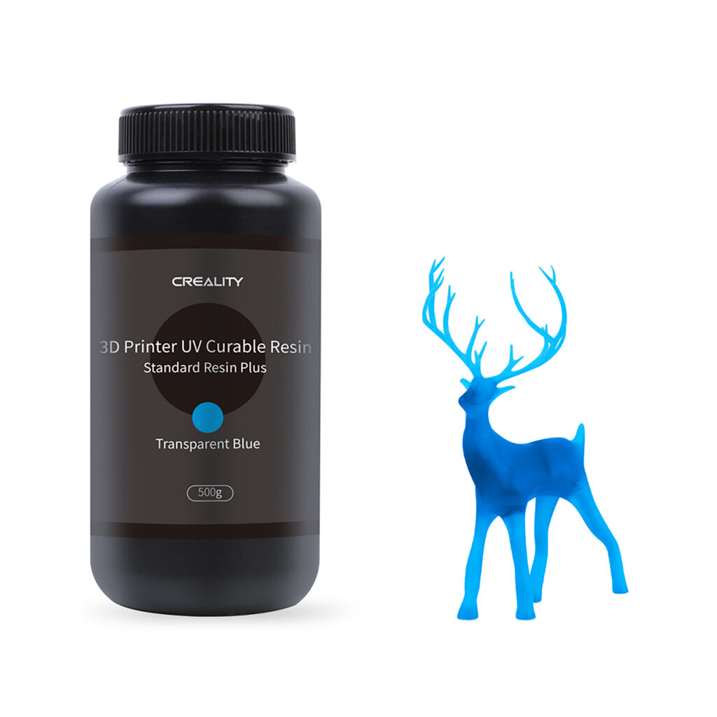 Transparent Blue Standard Resin Plus 0.5 Kg - Creality - Orange 3D